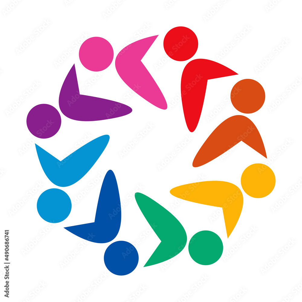 Group of eight people logo in a circle.Persons teamwork Stock Vector ...