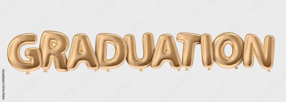 Graduation isolated word floating balloon style typography text with ...