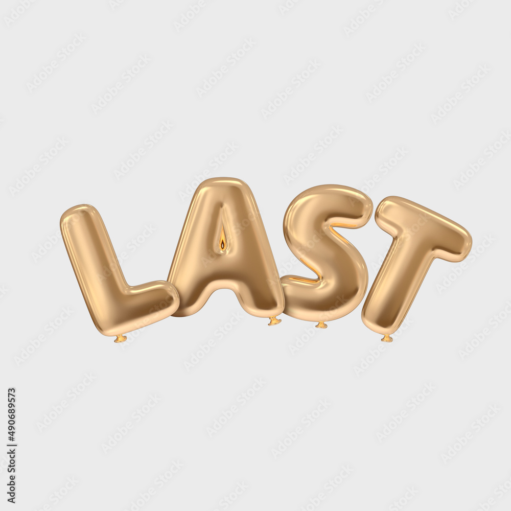 Last word isolated typography with golden style realistic rendered ...