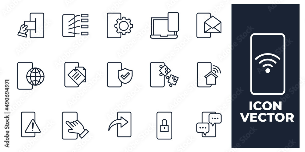 set of Mobile Apps or Smartphone services elements symbol template for ...