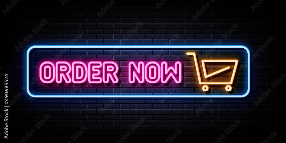 Order Now Neon Signs Vector. Sign Symbol Stock Vector | Adobe Stock