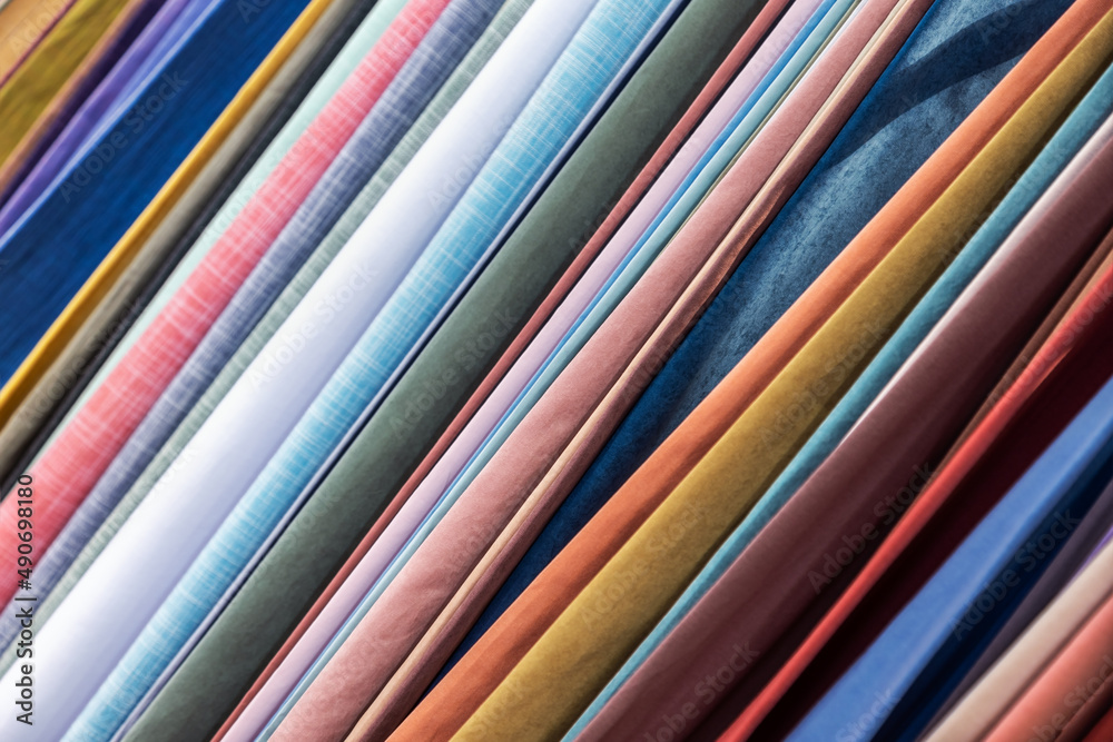 fabrics made of different materials, shades and colors for the ...