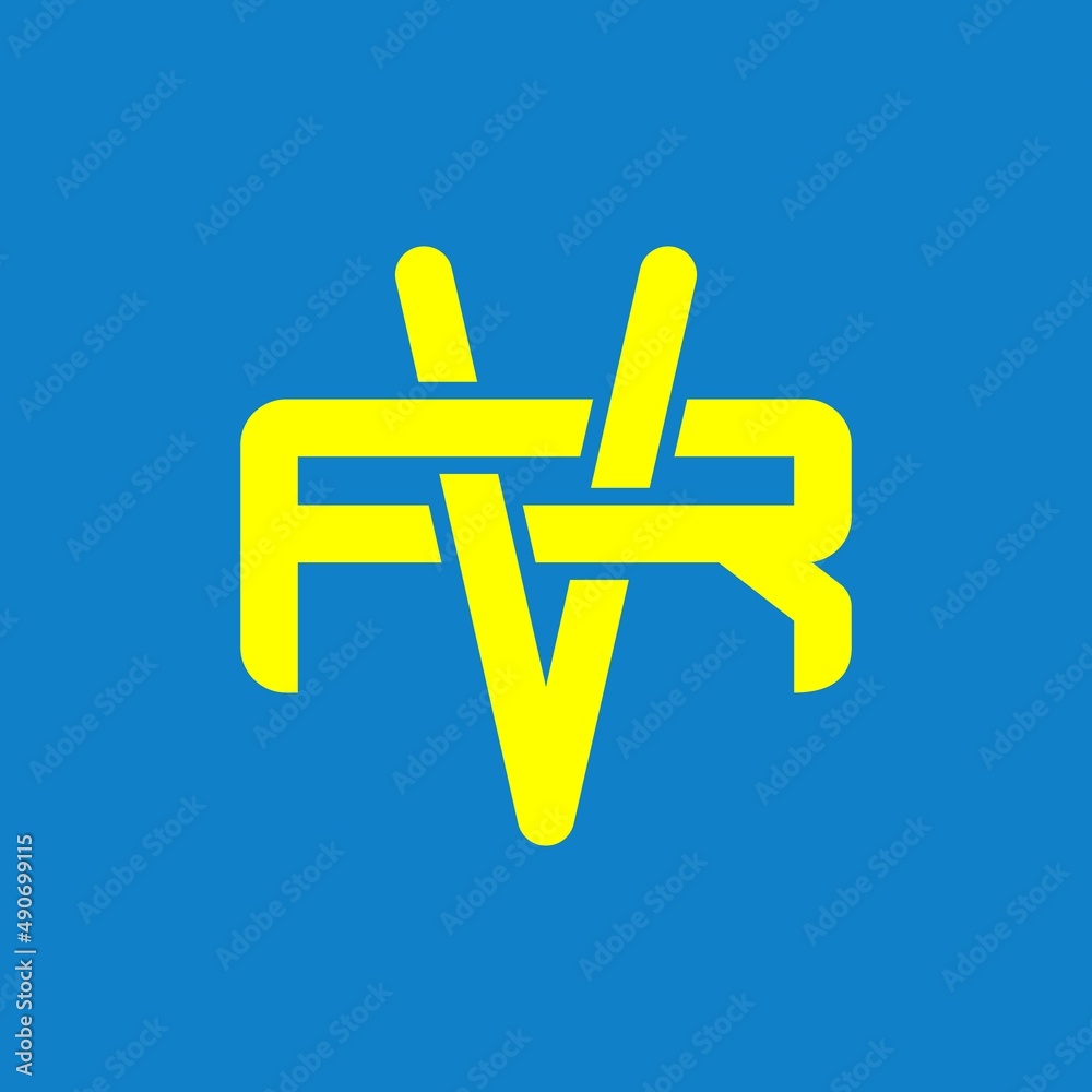 RV, VR, FVR, VFR, monogram logo overlapping, yellow color on a blue ...