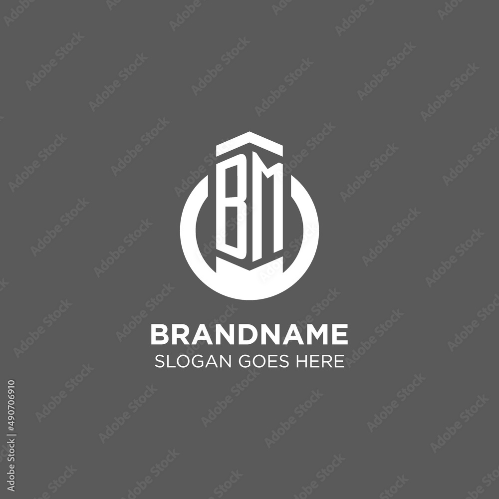 Initial BM circle round line logo, abstract company logo design ideas ...