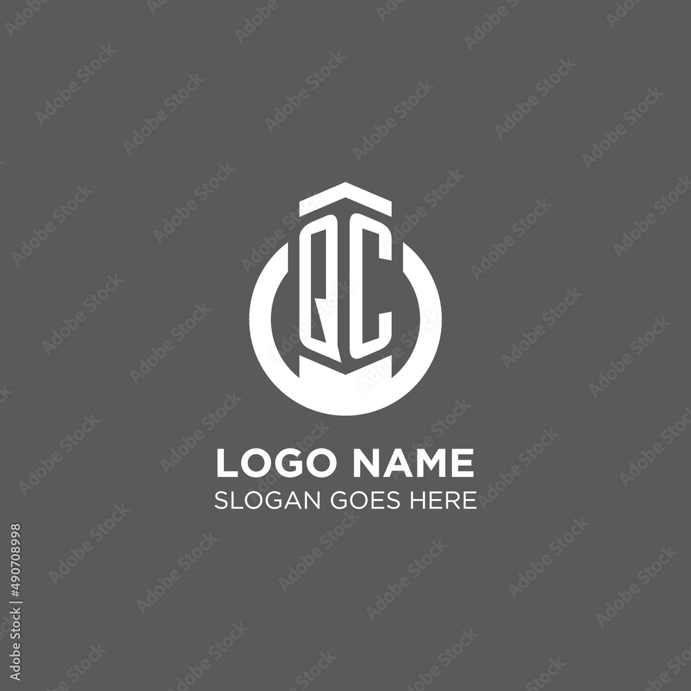 Initial QC circle round line logo, abstract company logo design ideas ...