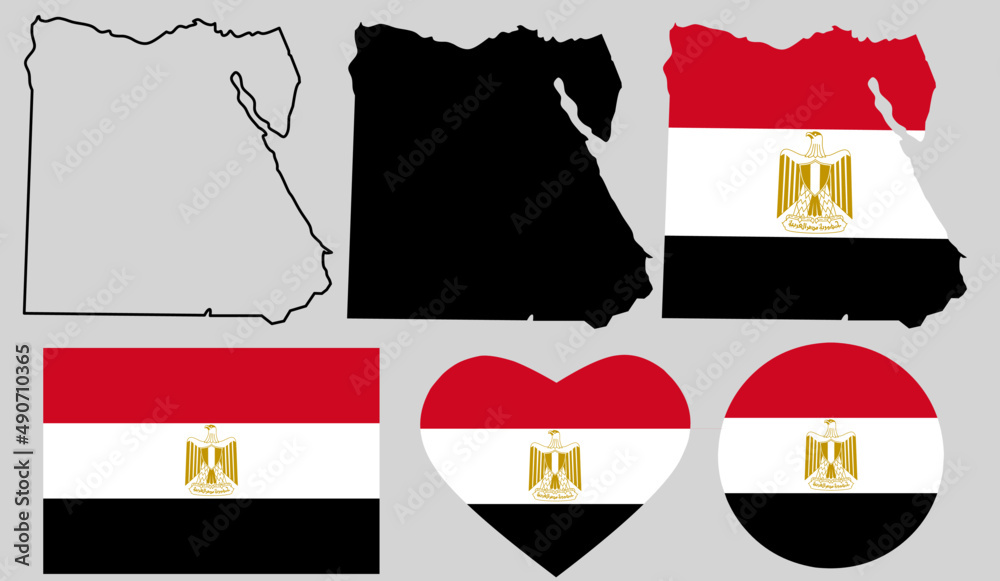 egypt map flag icon set Stock Vector | Adobe Stock