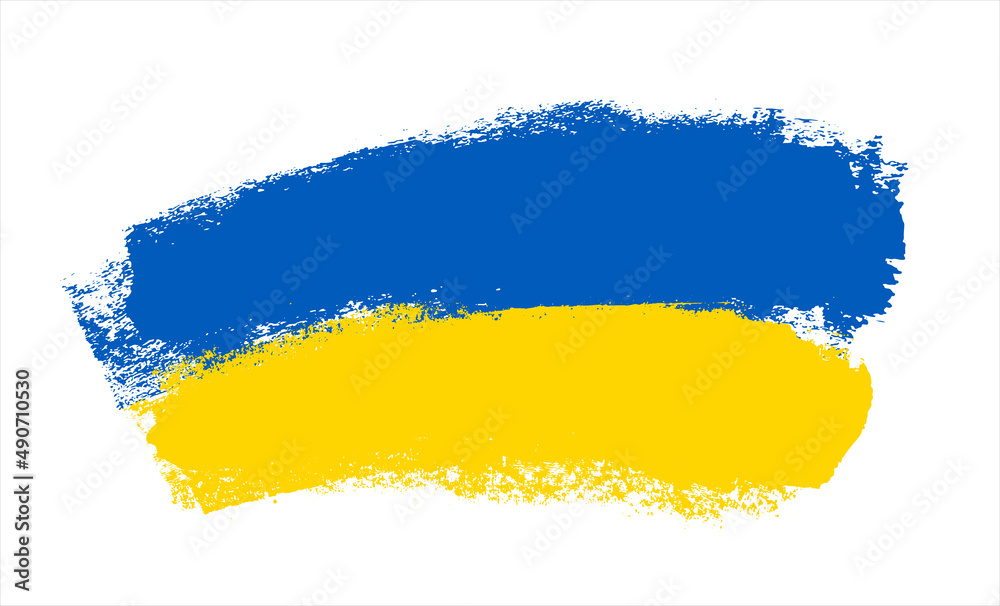 Ukrainian flag with strong strokes. Blue and yellow colors of the flag ...