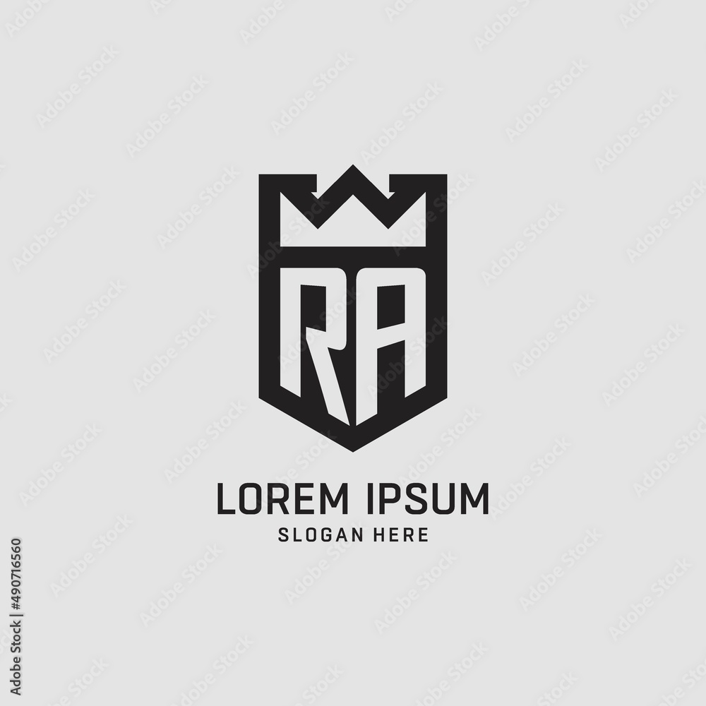 Initial RA logo shield shape, creative esport logo design Stock Vector ...