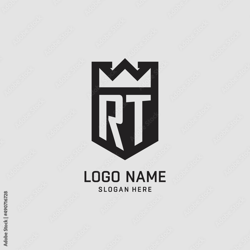 Initial RT logo shield shape, creative esport logo design Stock Vector ...