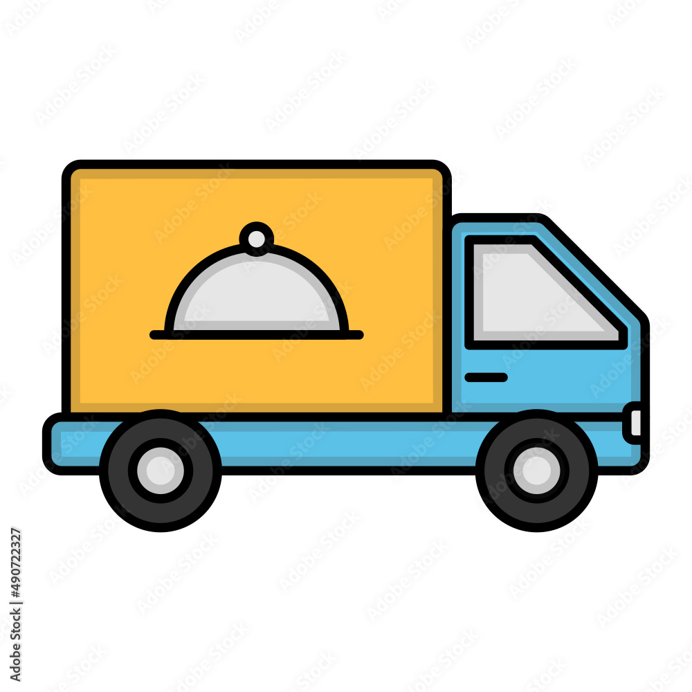 Outdoor Catering Van Concept, special event caterer vector color icon ...