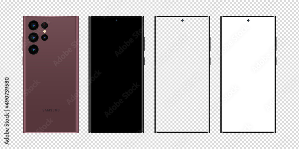 New Samsung - Galaxy S22 - Burgundy color. Smartphone screen mockup ...