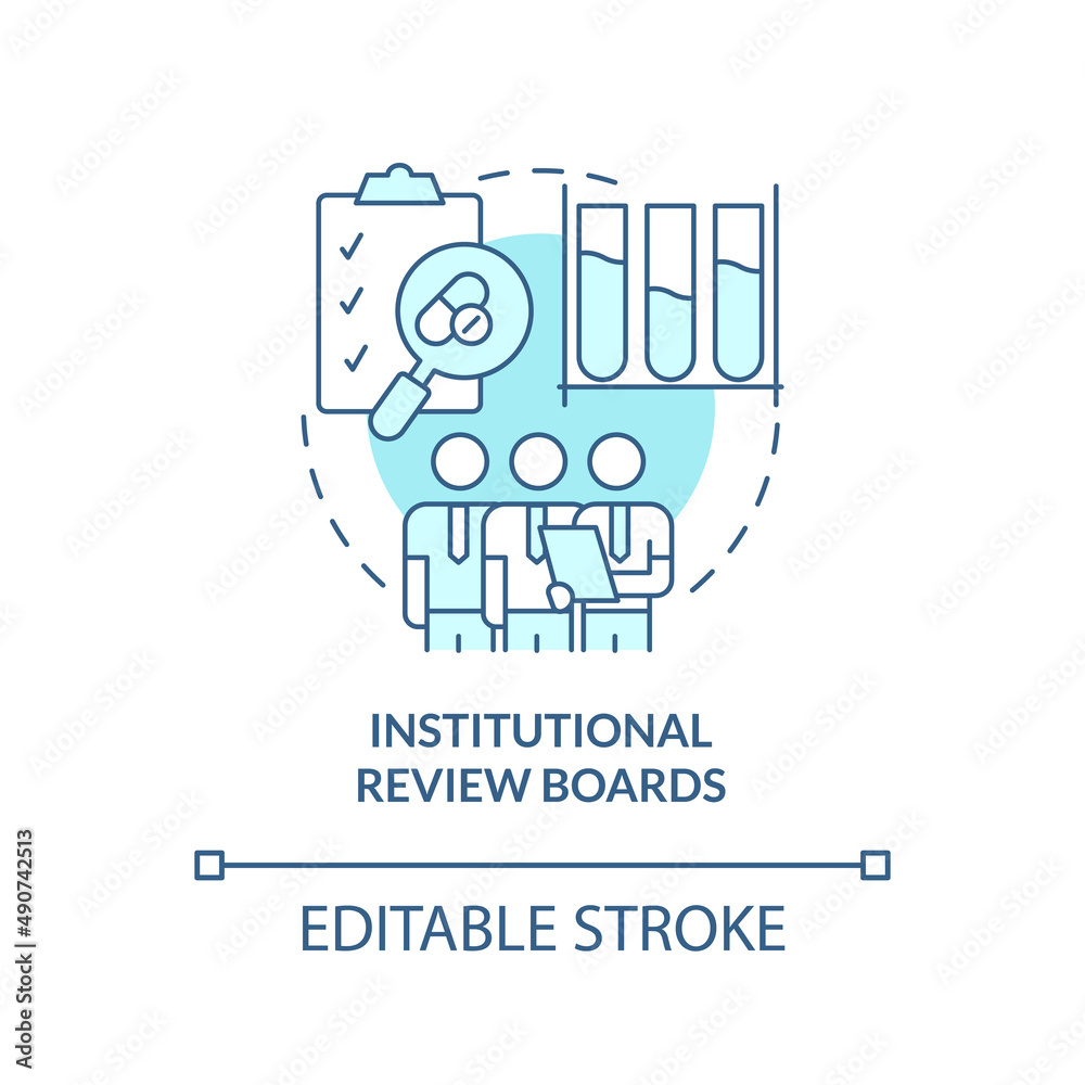 Institutional review boards turquoise concept icon. Safety of clinical ...