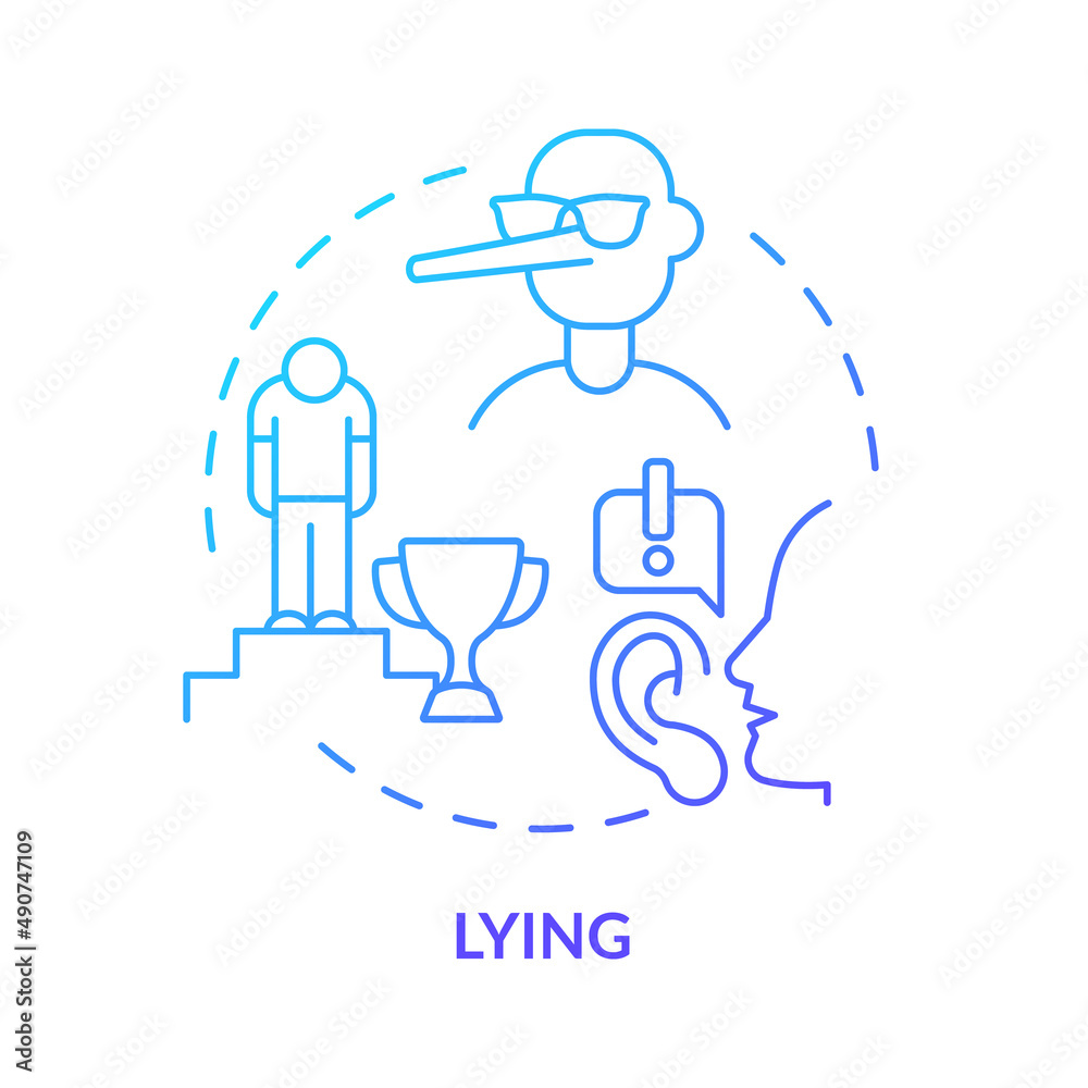 Lying red gradient concept icon. Gaslighting behaviour example abstract ...