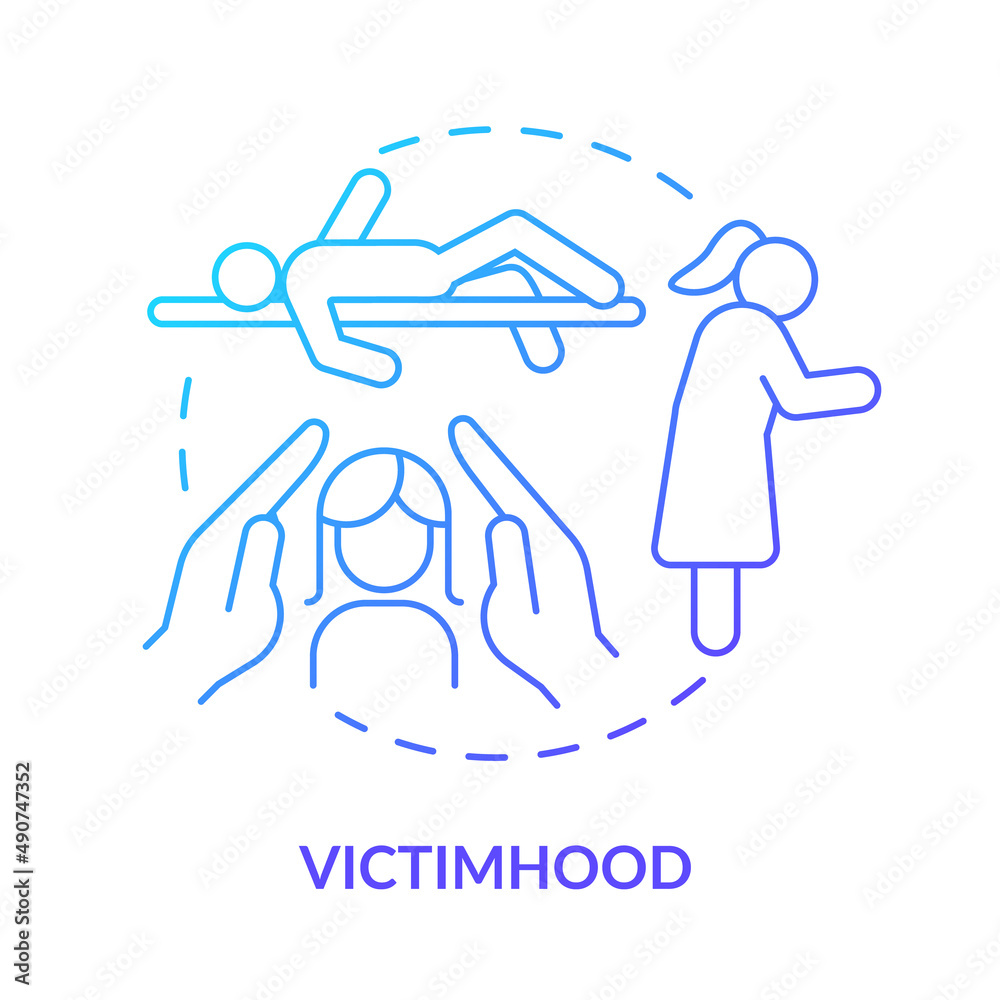 Victimhood blue gradient concept icon. Psychological manipulation case ...