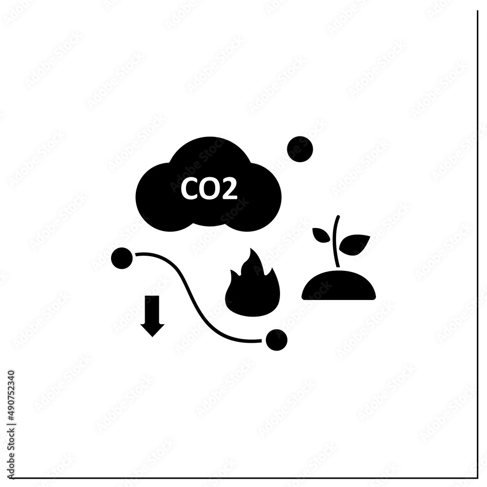 Carbon efficient glyph icon.Minimum feasible carbon emissions.Low air ...