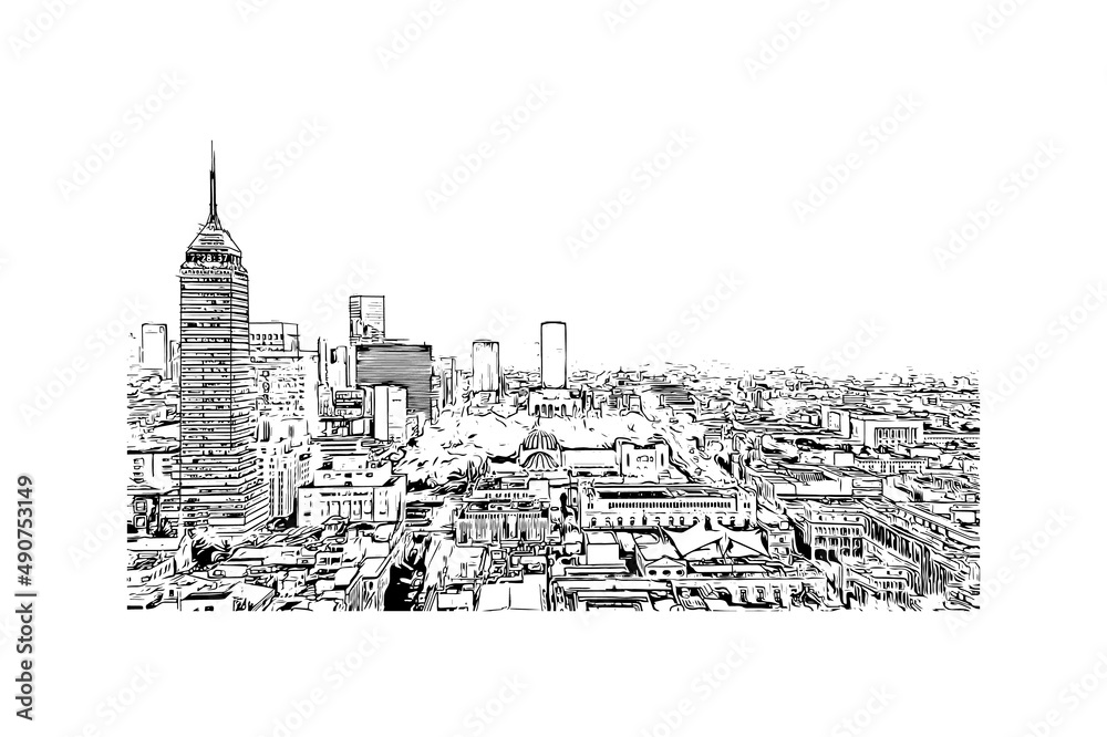 Building view with landmark of Mexico is the country in North America ...