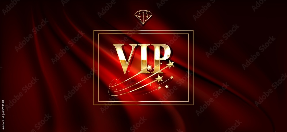 VIP event invitation realistic illustration. Festive red curtain luxury ...