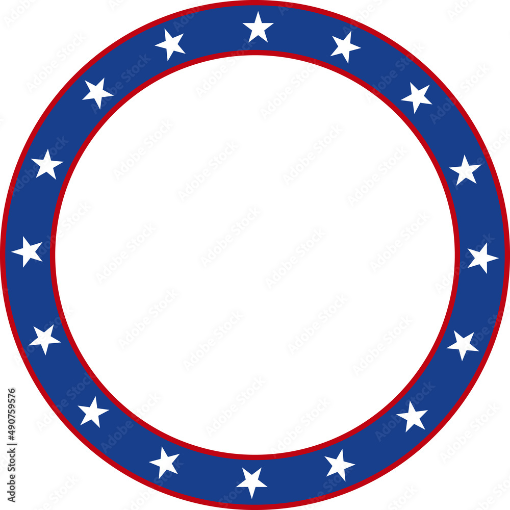 Red, white, and blue circle design with stars - Vector Illustration ...