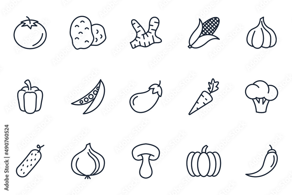 set of Vegetables elements symbol template for graphic and web design ...