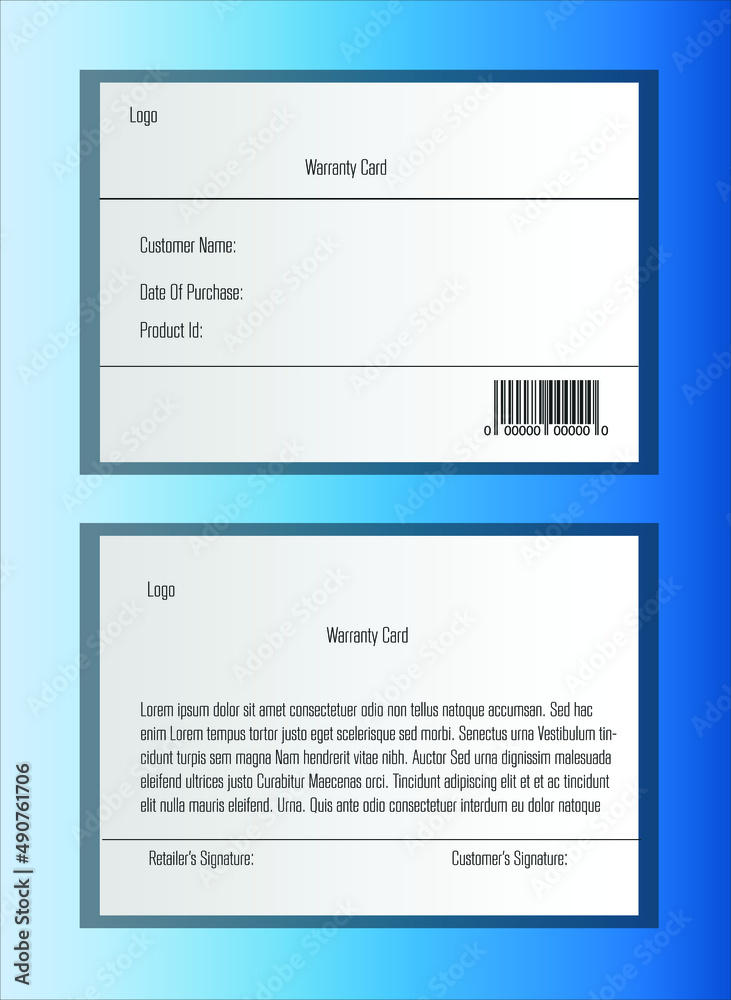warranty card design, purchase product proof contain the logo of the ...