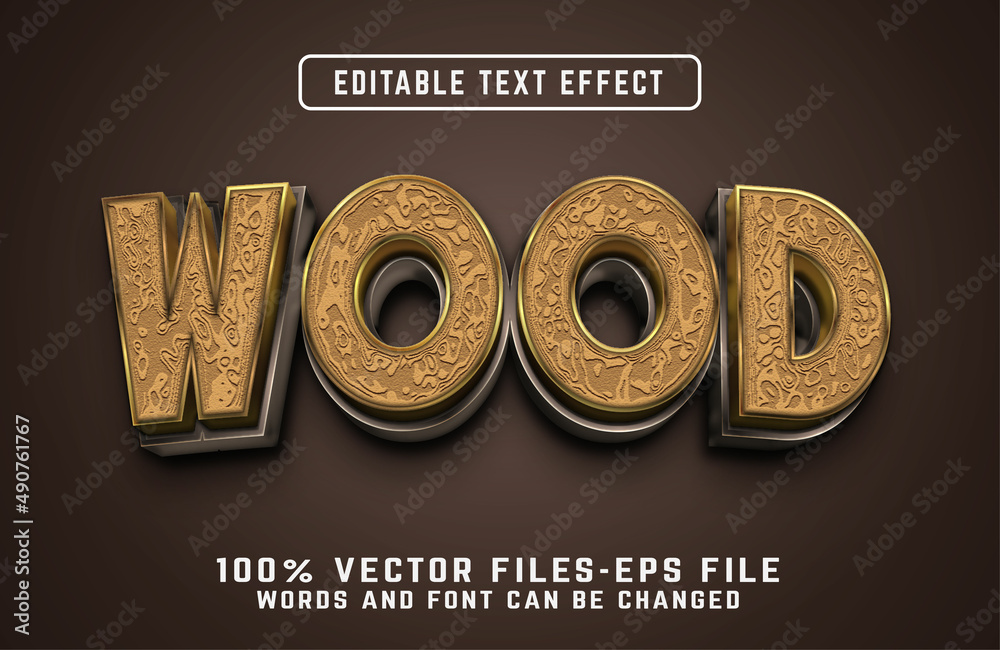 wood 3d text effect premium vectors vector de Stock | Adobe Stock