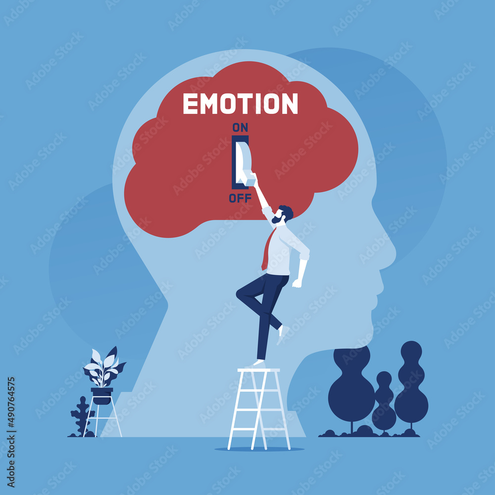 Vetor de Emotions turn on and off, emotional intelligence concept with ...