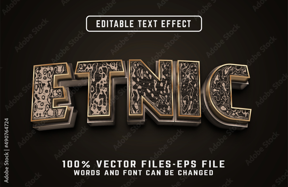 etnic 3d text effect premium vectors Stock Vector | Adobe Stock