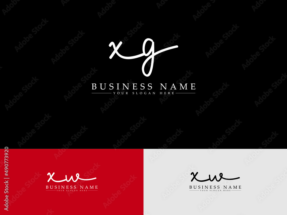Initial Signature XG Logo, Signature Xg gx Creative Two Letters red ...