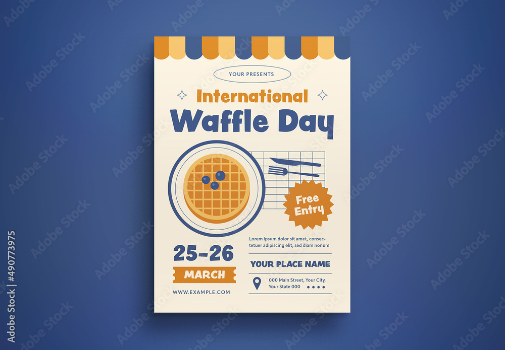 International Waffle Day Flyer Layout Stock Template | Adobe Stock