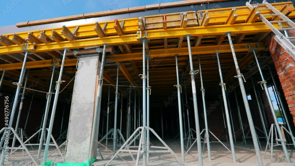 The process of creating a floor. Formwork flooring. Exterior of a ...