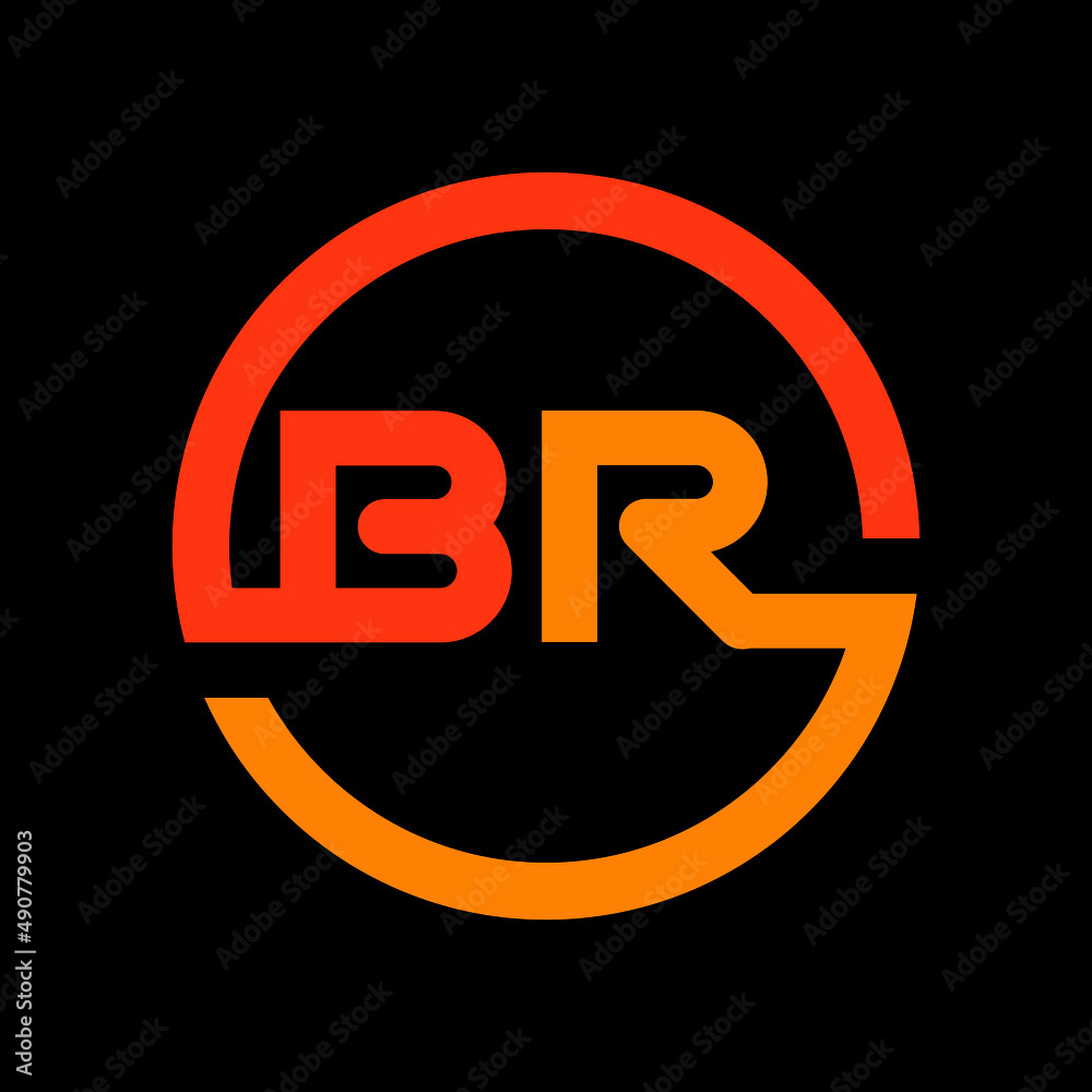 BR Bletter logo design on Black background. Initial Monogram Letter BR ...