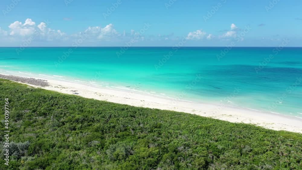 Cuba Cayo Santa Maria beach drone aerial 4K white sand shot cayo coco ...
