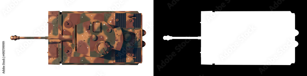 Heavy Tank 1- Top view white background alpha png 3D Rendering ...