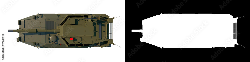 Armored Vehicle - Top view white background alpha png 3D Rendering ...