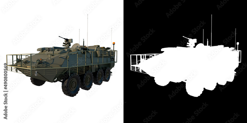 Stryker 2 armored personnel carrier - Perspective F view white ...