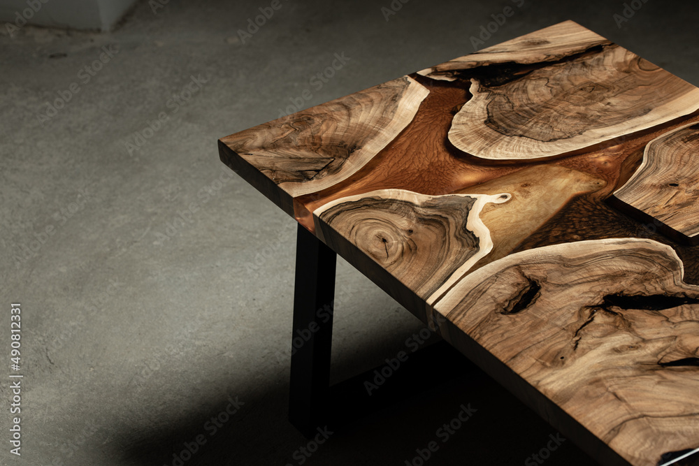 Expensive Vintage Furniture The Table Is Covered With Epoxy Resin And Varnished Luxury Quality