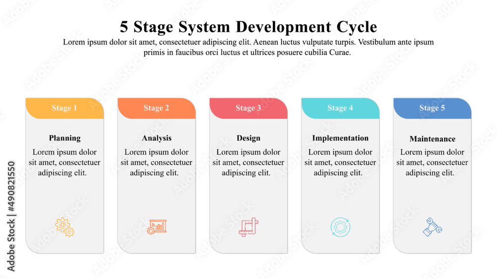 Infographic presentation template of 5 stage System Development Life ...