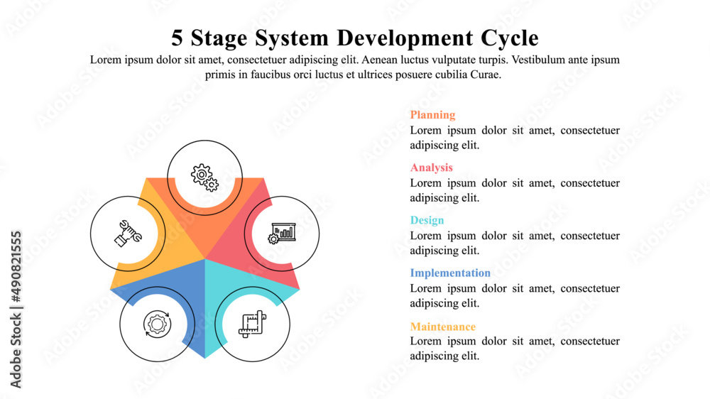 Infographic presentation template of 5 stage System Development Life ...