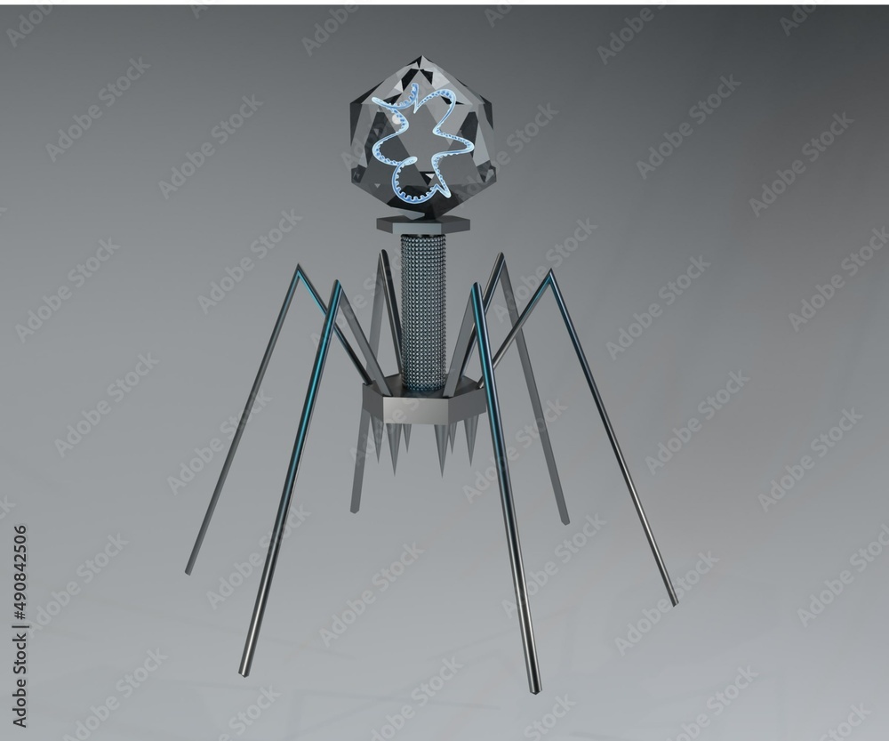 Anatomy of bacteriophage complex 3d rendering Stock Illustration ...