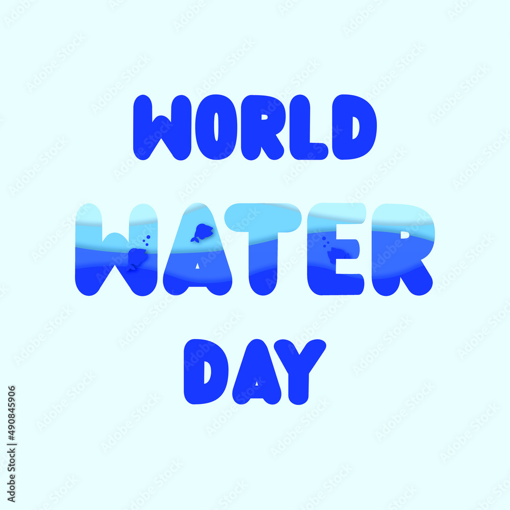 World Water Day Flat Illustration Vector. Save Water. Water Text with ...