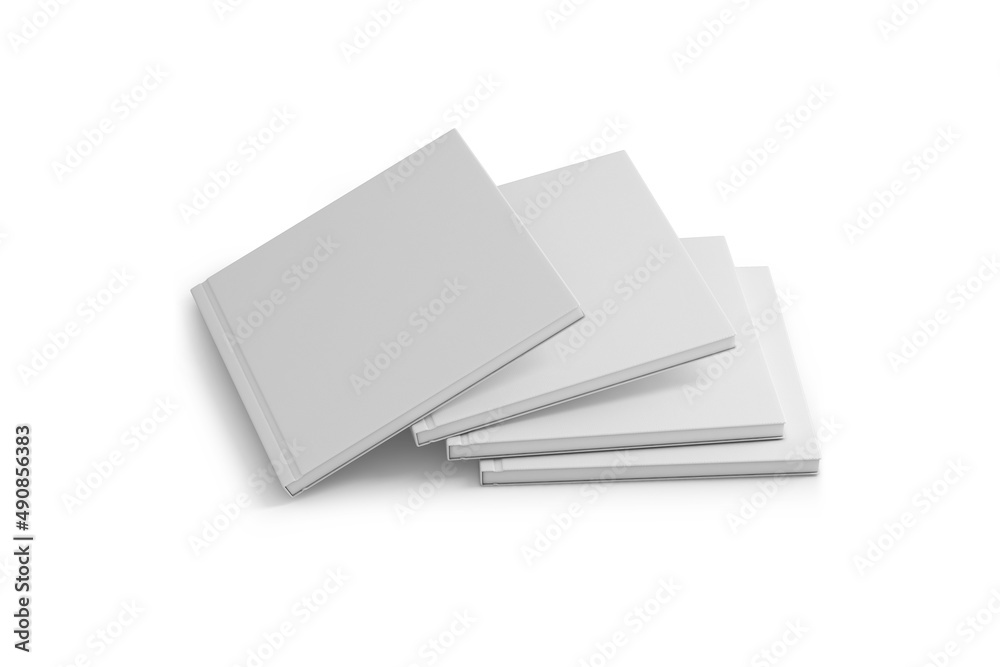 Blank plain landscape book mockup isolated on white background. stack ...