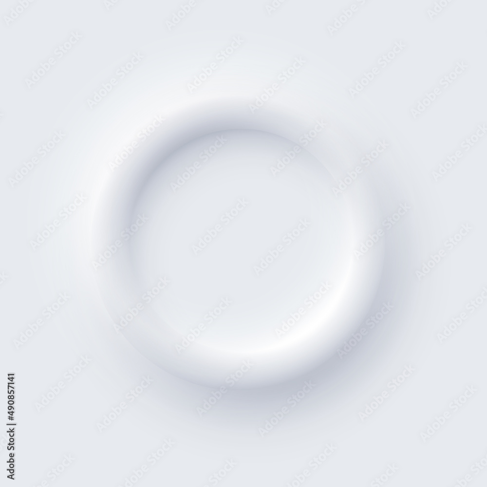 Neumorphism UI, circle white ring button with shadow, abstract 3d ...