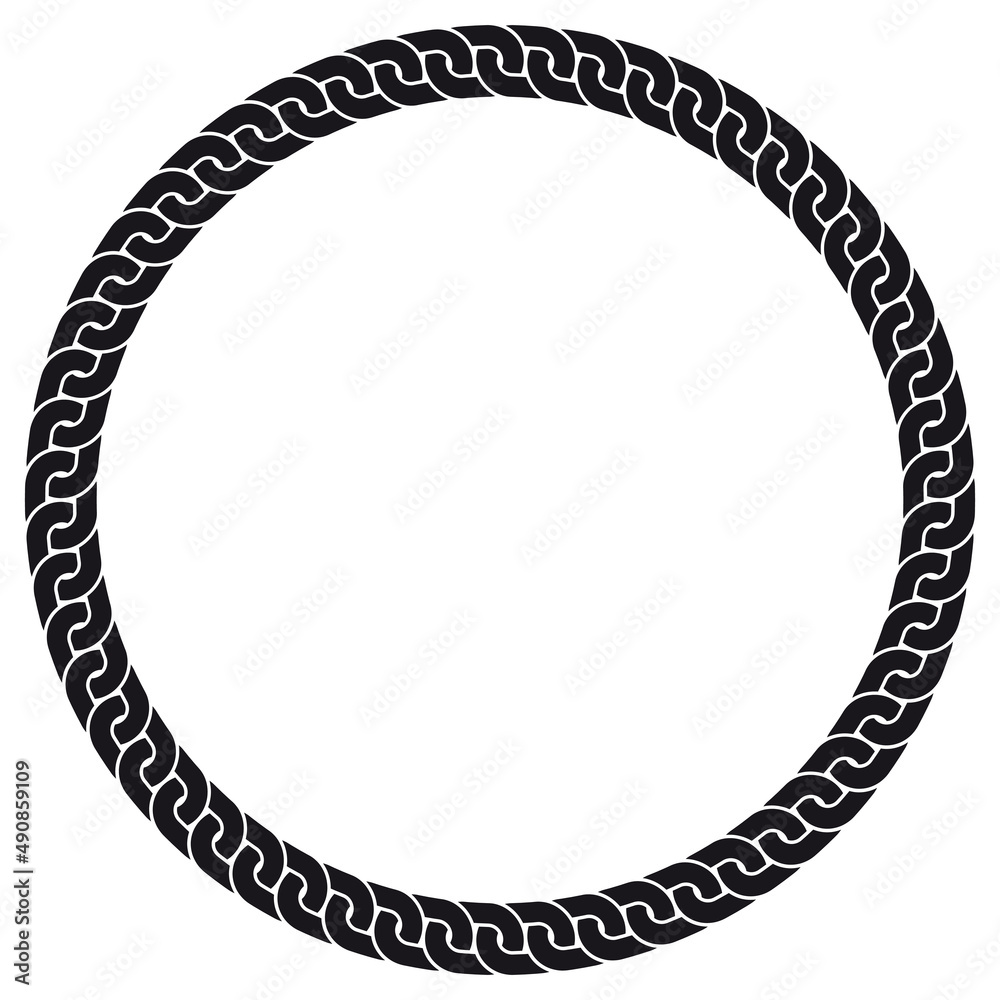 Abstract chain round frame. Black circle frames with chains patterns ...