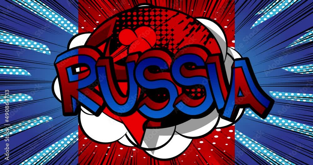Russia. Motion poster. 4k animated Comic book word text moving on ...