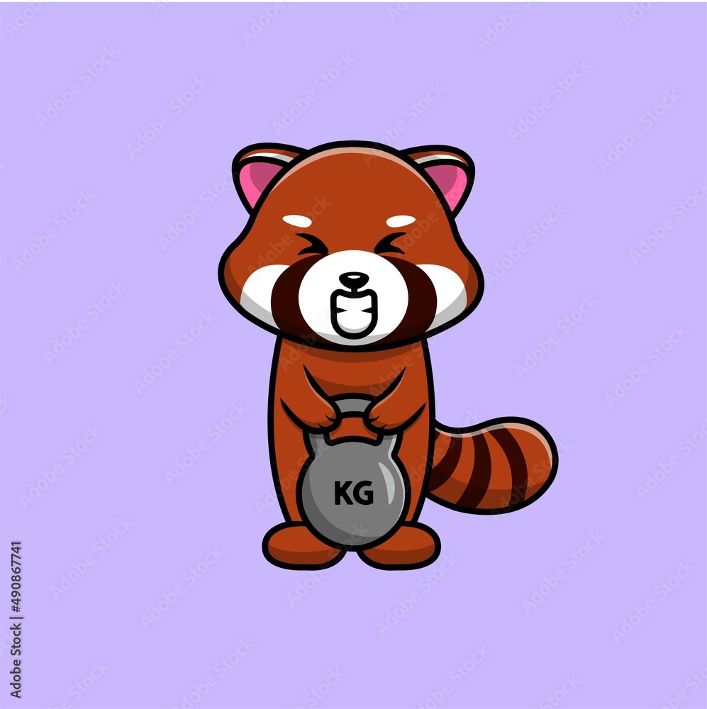 Cute Red Panda Lifting Fitness Ball Cartoon Vector Icon Illustration ...