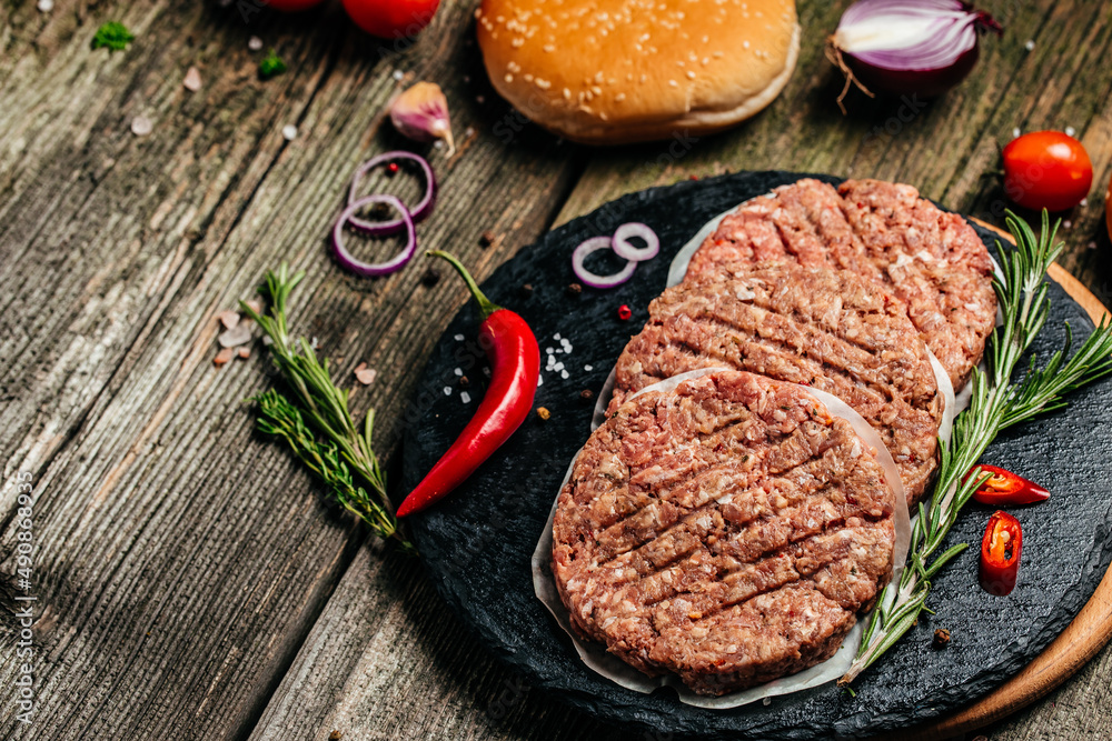 hamburger patties, minced meat for burger, beef lamb meat Burger steak ...