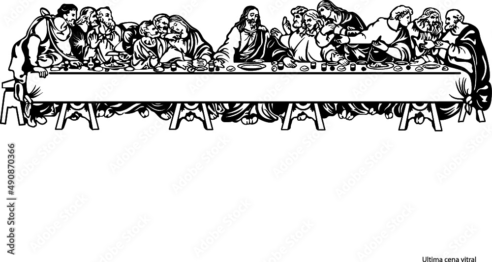 Illustration of the famous last supper on the white background. Stock ...