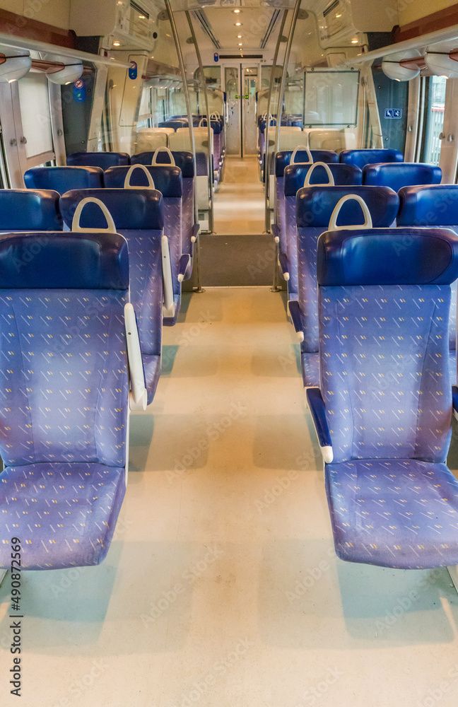 PARIS, FRANCE - MAY 30 2016: Train interior of the Transilien in France ...
