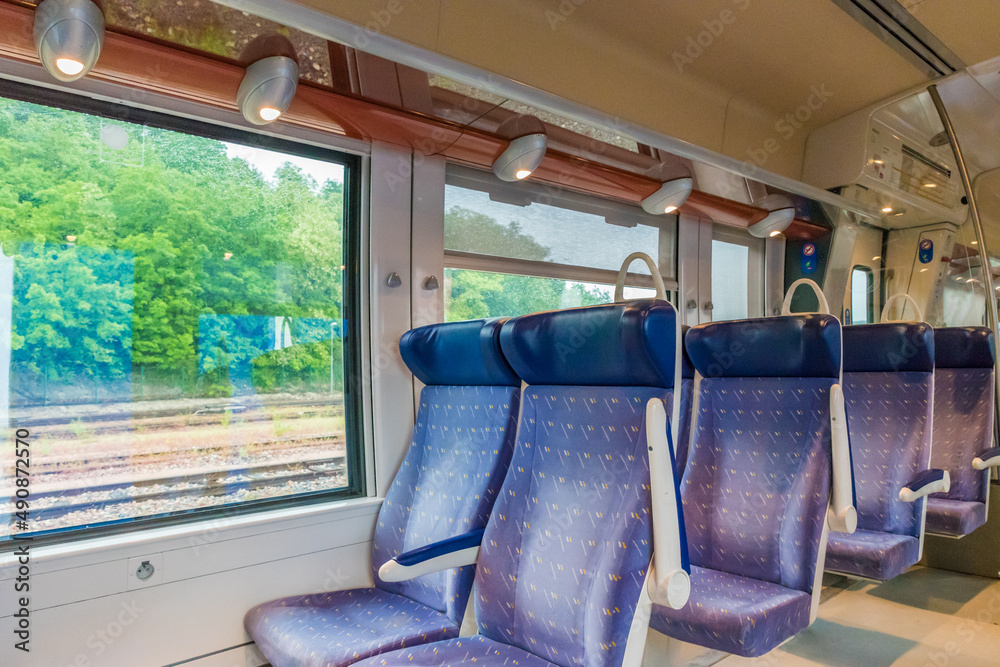 PARIS, FRANCE - MAY 30 2016: Train interior of the Transilien in France ...