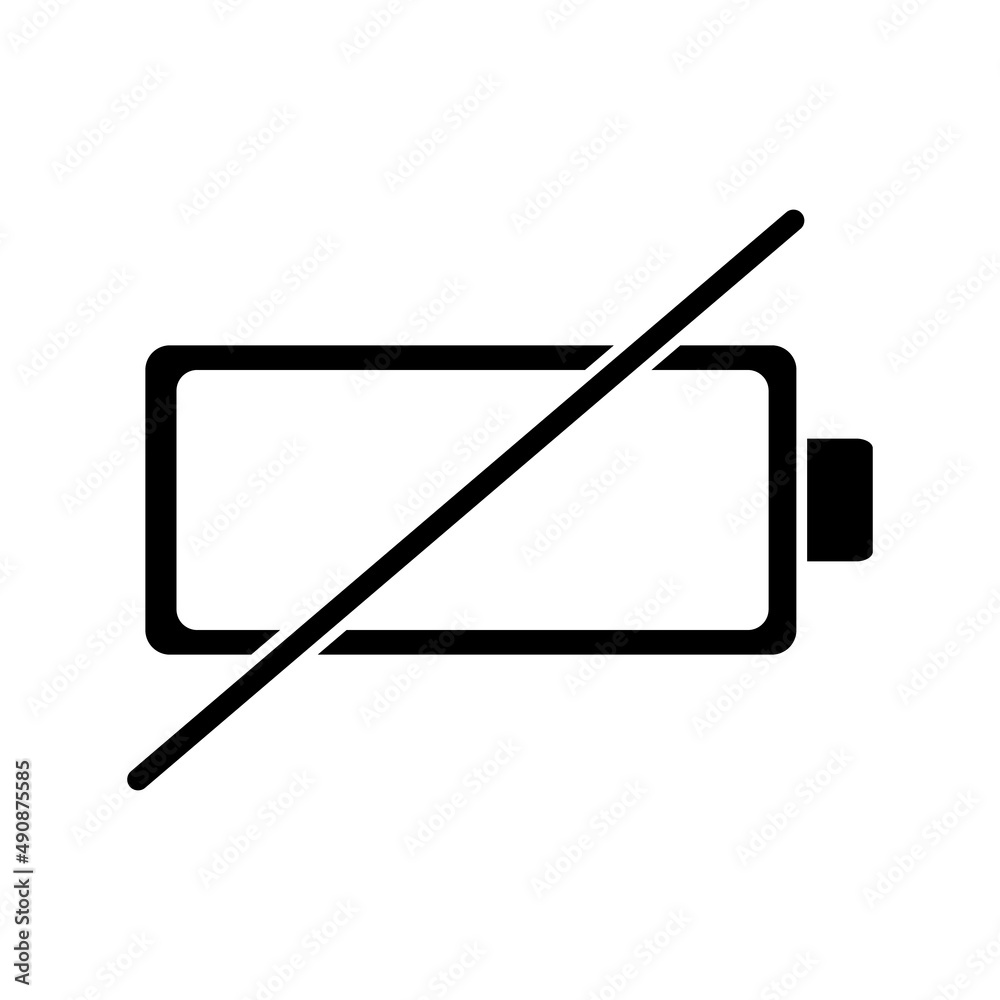 No battery icon. Low battery indicator. Vector illustration. Flat ...